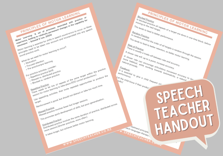 Principles of Motor Learning